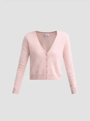 Sofia Cashmere Private Label Brushed Cashmere Crop Cardigan - Blush Pink