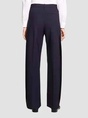 Theory Back Pleated Stretch-wool Straight-leg Trousers