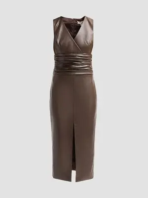 TOCCIN Fabiana V-neck Ruched Midi Dress