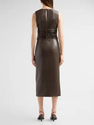 TOCCIN Fabiana V-neck Ruched Midi Dress