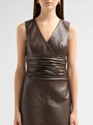 TOCCIN Fabiana V-neck Ruched Midi Dress