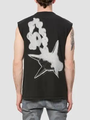 PURPLE BRAND Logo Extured Cotton Muscle Tank