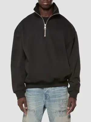 PURPLE BRAND Weight Cotton Fleece Half-zip Sweatshirt
