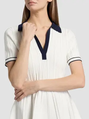 Simkhai Page Rib-knit Polo Minidress