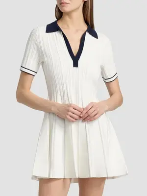 Simkhai Page Rib-knit Polo Minidress