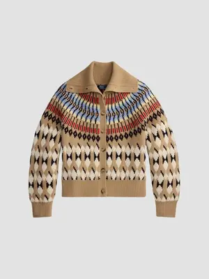 Polo Ralph Lauren Geo-motif Wool-cashmere Cardigan - Camel Multi