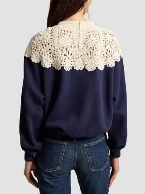 Polo Ralph Lauren Crochet-yoke Fleece Crewneck Sweater