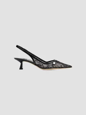 JIMMY CHOO Amita 45mm Lace Slingback Pumps