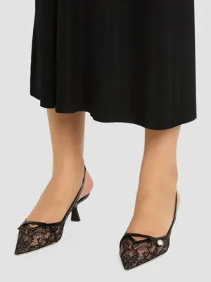 JIMMY CHOO Amita 45mm Lace Slingback Pumps
