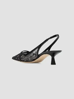 JIMMY CHOO Amita 45mm Lace Slingback Pumps