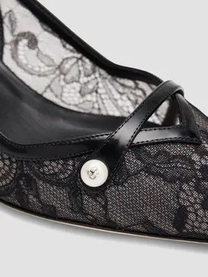 JIMMY CHOO Amita 45mm Lace Slingback Pumps