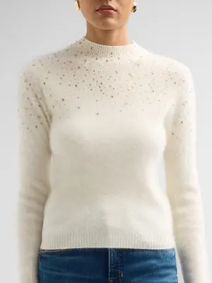 Elie Tahari Andi Embellished Cashmere Mock-turtleneck Sweater