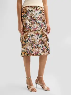 Elie Tahari Adrianne Sequined Midi Skirt