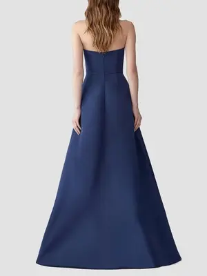 Carolina Herrera Floral-embroidered Silk Strapless Gown