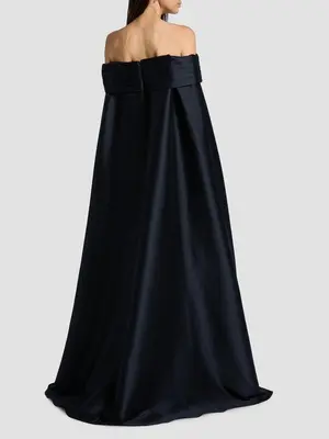 Badgley Mischka Mikado Off-the-shoulder Cape Gown