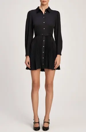Cinq À Sept Reynolds Pleated Minidress - Black