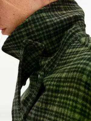 Bimba Y Lola Double-sided Khaki Check Midi Coat Checkered Face