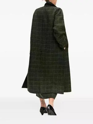 Bimba Y Lola Double-sided Khaki Check Midi Coat Checkered Face