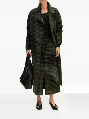 Bimba Y Lola Double-sided Khaki Check Midi Coat Checkered Face - Green