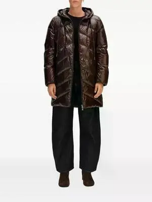 Bimba Y Lola Chocolate-colored Quilted Mid-length Coat - Brown