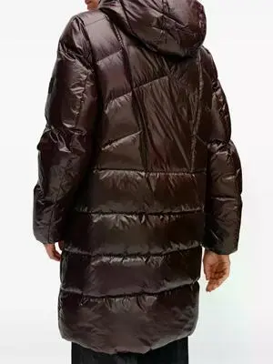 Bimba Y Lola Chocolate-colored Quilted Mid-length Coat