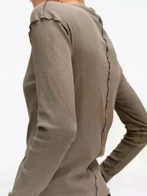 Bimba Y Lola Taupe Fitted Ribbed T-shirt
