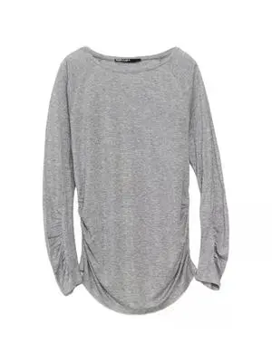 Bimba Y Lola Gray Melange Gathered Raglan T-shirt - Grey