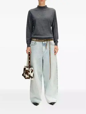 Bimba Y Lola Dark-gray Merino Wool Turtleneck Sweater - Grey