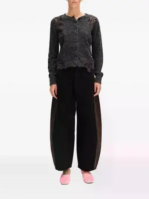 Bimba Y Lola Dark Gray Melange Mohair And Lace Cardigan - Grey