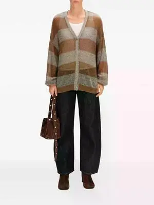 Bimba Y Lola Toffee Striped Wool Cardigan - Brown