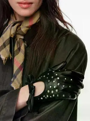 Bimba Y Lola Leather Heart Gloves - Black