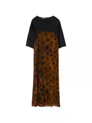 Bimba Y Lola Deer Black Layered Two-material Dress