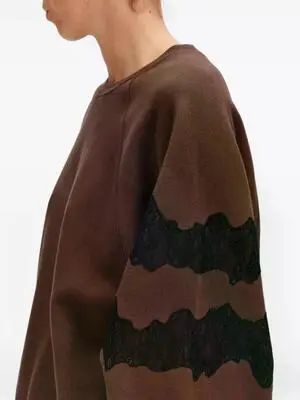 Bimba Y Lola Chocolate Oversize Sweatshirt With Lace Trim