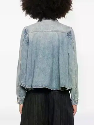 KIMHEKIM Faded Pleated-panel Denim Jacket