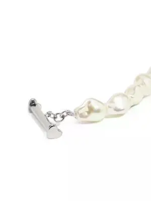 Bimba Y Lola Pearls And Red Flocked Heart Necklace