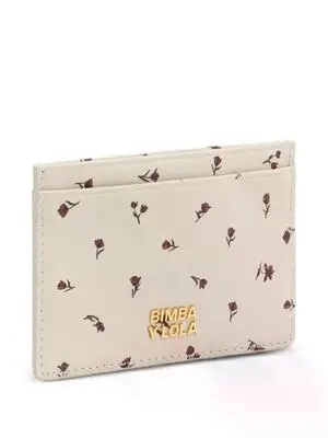 Bimba Y Lola Tulip Mini Dark Ivory Leather Card Holder - Neutrals