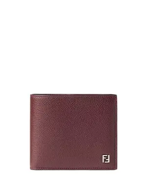 Fendi Ff Bi-fold Grained Leather Wallet - Red