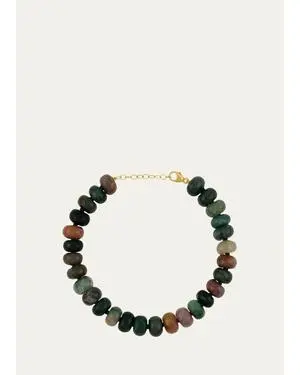 Jia Jia 14k Yellow Gold & Moss Agate Beaded Bracelet - Rose Gold