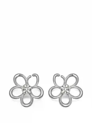 Oscar De La Renta O Flower Crystal Earrings