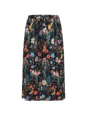 Gucci Pleated Silk Midi Skirt With All-over Flora Print - Multicolor