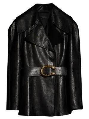 Gucci Soft Hammered Leather Trench Jacket With Detachable Belt