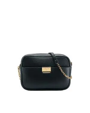 Patrizia Pepe Leather Mini Crossbody Bag With Chain Strap - Nero