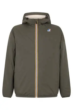 K-WAY Hooded Rain Jacket With Zipper - Khaki