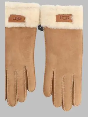 UGG Cozy Shearling-trim Gloves - Brown