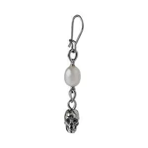 TAMA TOKYO Mujo Sterling Skull And Pearl Drop Earring - Silver