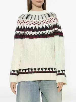 AKEP Fair Isle Cable-knit Sweater