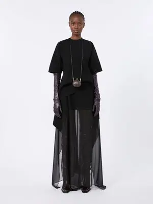 Max Mara Long Knit Fabric And Silk Georgette Skirt