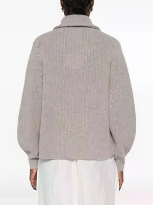 FTC Quarter-zip Ribbed-knit Sweater - Neutrals