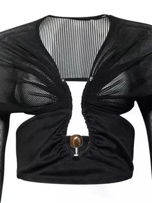 Christopher Esber Orbit Sheer Rib Crop Top - Black