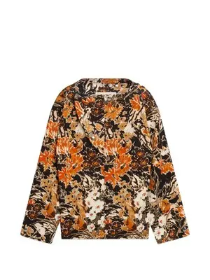 Marni Black Cloqué Top With Extreme Bouquet Print - Multi